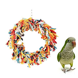 Mipcase Parrot Swings, Bird Parrot Toys, Hanging Ring Birdcage Swings, Cotton Rope Parrot Chewing Toys Pet Bird Hammock Swing for Budgie Cockatiels, Parakeets, Parrots, Small Birds