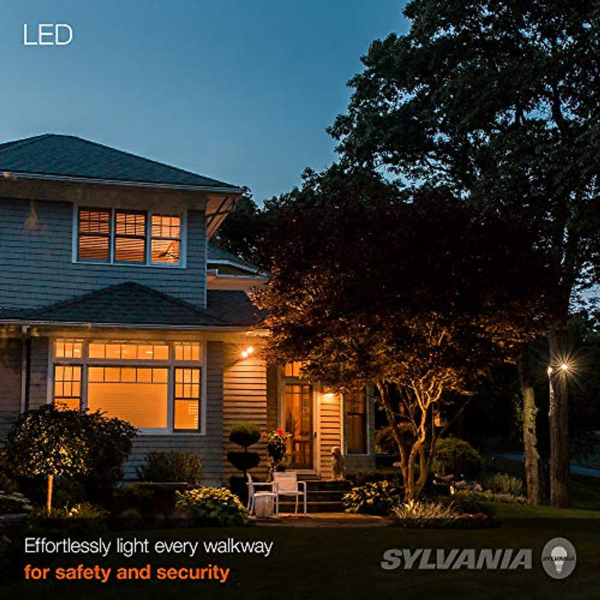 Sylvania Night Chaser LED PAR38 Light Bulb, 250W = 23W, 22 Year, Dimmable, Super Bright 2650 Lumens, Wet Rated, 3000K, White - 2 Pack (41359)
