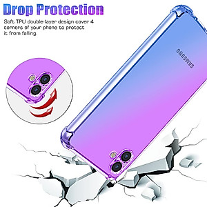 Gufuwo Case for Galaxy A02/A04/A13, Cute Girls Gradient Slim Anti Scratch Soft TPU Phone Cover, Shockproof Protective Case for Samsung Galaxy A04 4G (Purple/Blue)