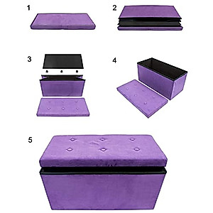 Sorbus Storage Ottoman Bench – Collapsible/Folding Bench Chest with Cover – Perfect Toy and Shoe Chest, Hope Chest, Pouffe Ottoman, Seat, Foot Rest, – Contemporary Faux Suede (Purple)