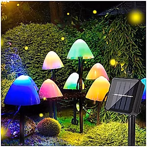 SENKEFEI SS Solar Garden Mushroom Decor Lights - Outdoor Waterproof lamp String Fairy Color Changing for Christmas,Halloween,Backyard,Lawn,Camping,Party(16pcs Multi-Color Mushroom Light)
