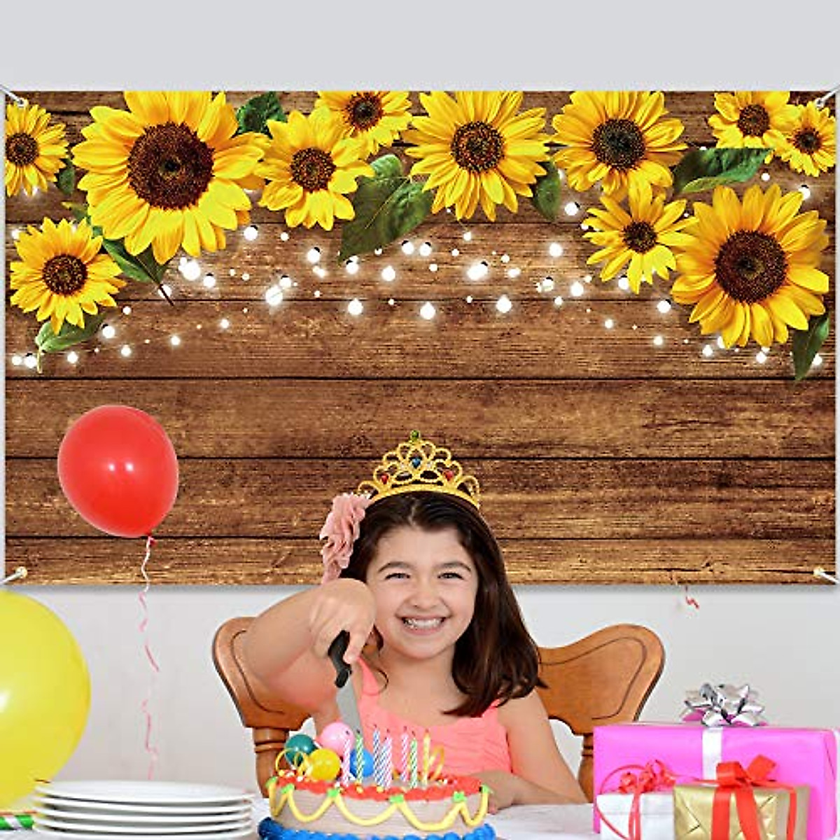 Rustic Sunflowers Backdrop Sunflowers Photography Backdrop Background Sunflower Brown Backdrop Photography Wall Backdrop Background Banner for Photo Studio Home Decoration, Party Supply