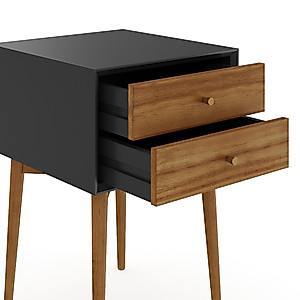 Nathan James Harper Modern Nightstand Side Accent or End Table with Storage Drawer, 1, Black/Brown