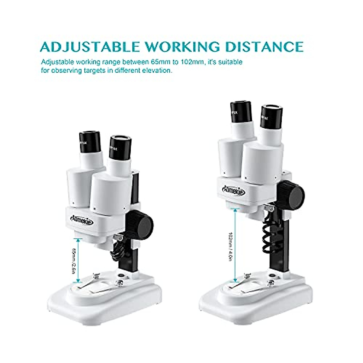 Aomekie® Microscope for Kids Students 20X 40X with 10Pcs Slides Insect Specimen Stereo Microscope for Kids with WF eyepieces LED Light Source Portable Stereoscope