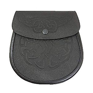Genuine Leather Celtic Knot Embossed Scottish Sporran w/ Belt