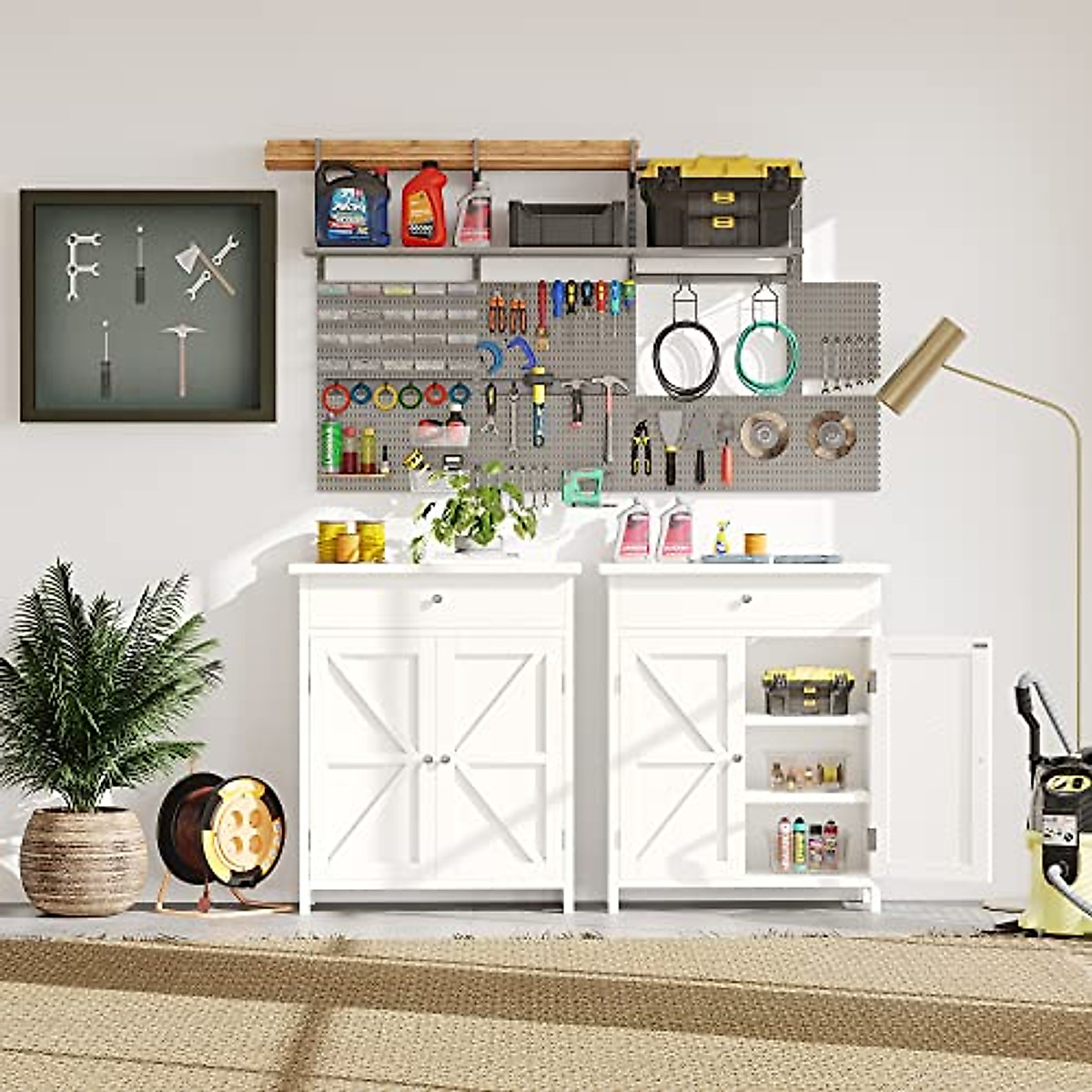 Irontar Bathroom Cabinet, Freestanding Bathroom Storage Cabinet with Drawer and Adjustable Shelf, Kitchen Cupboard, Floor Cabinet for Bathroom, Home Office, Entryway, White CWG008W