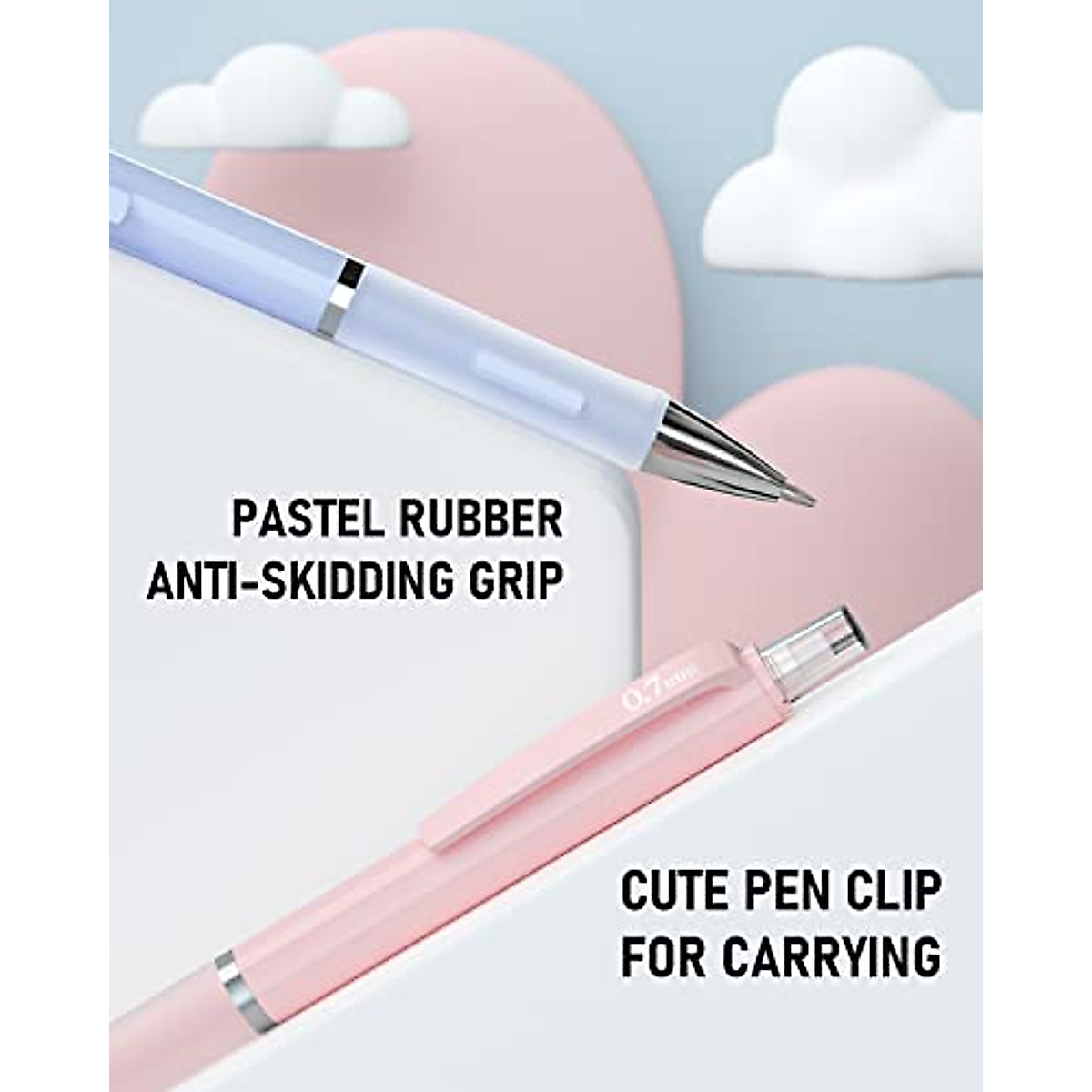 Nicpro 3PCS Pastel Mechanical Pencil Set, Cute Mechanical Pencils 0.7 mm with 6 Tubes HB Lead Refills& 3PCS Eraser& 9PCS Eraser Refill for Student Writing, Drawing, Sketching, Drafting -Come with Case