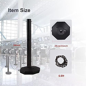 HABUTWAY 6Pcs Traffic Delineator Post Cone with 5.5FT Chain, Chain Safety Barriers Outdoor and Indoor Crowd Control Barricade (Black)