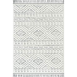 Well Woven Salem Eliana Cream Tribal Geometric Chevron Pattern High-Low Textured 5x7 (5'3" x 7'3") Area Rug