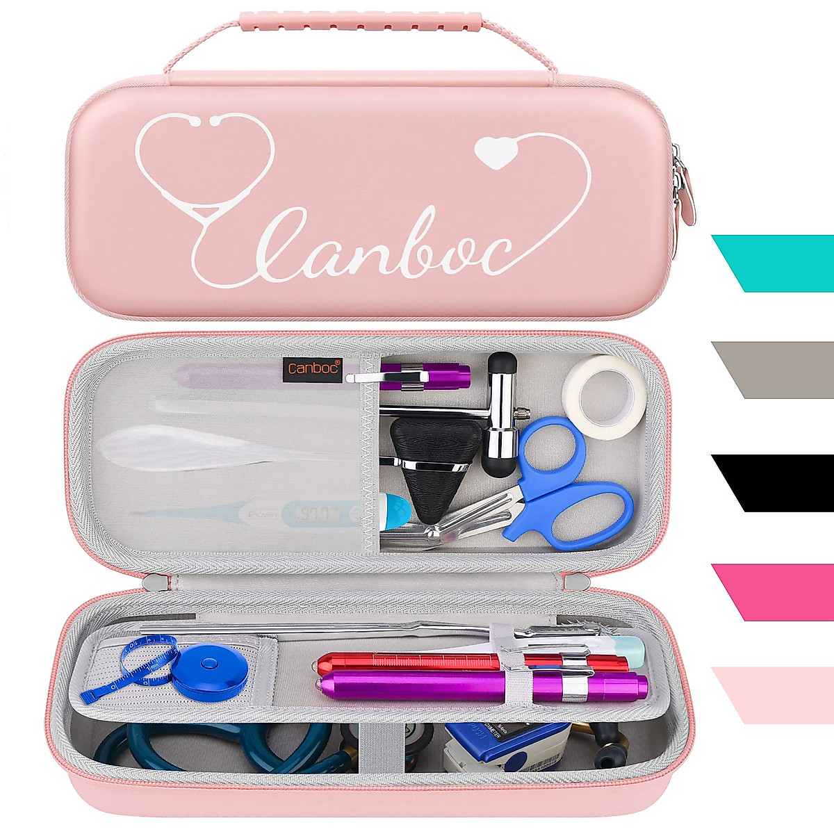 Canboc Stethoscope Carry Case, Hard Stethoscope Case for 3M Littmann Classic III, Lightweight II S.E, Cardiology IV Diagnostic, MDF Acoustica Deluxe Stethoscopes for Nurse Accessories, Rose Gold