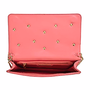Trina Turk Handbags, Floral Applique Clutch With Detachable Chain (Pink)