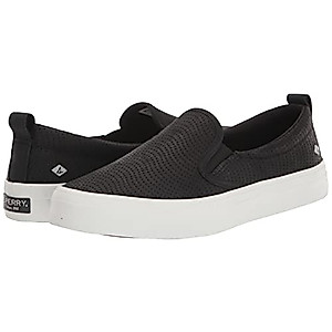 Sperry Women's Crest Twin Gore Boat Shoe, Black PERF, 8.5