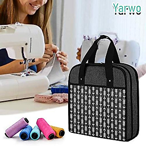 YARWO Sewing Accessories Organizer, Sewing Supplies Storage Bag for Sewing Tools and Craft Supplies, Black with Arrow (Patented Design)