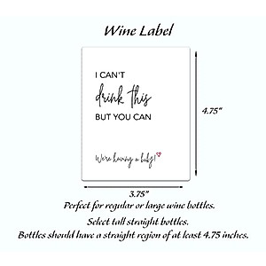 I can't drink this but you can ● SET of 5 ● GENDER NEUTRAL Pregnancy Announcement Wine Labels, Baby Announcement Wine Label, Pregnancy Reveal, Alternative to Card WATERPROOF A200-5IDT