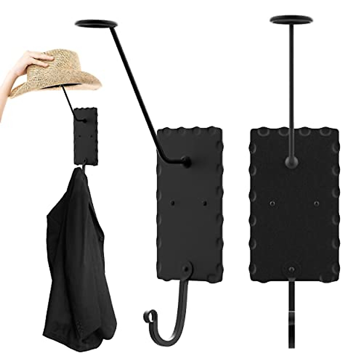 A.J. Boone Cowboy Hat Holder – Set of 2 Decorative, Wall-Mounted Hat Hooks – Heavy-Duty, Handcrafted, Iron Cowboy Hat Rack and Coat Rack for Storage and Display – Rustic Western and Farmhouse Décor