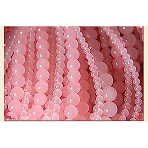 NHBT YU 1 Strand Natural Stone Pink Jades Beads 4MM 6MM 8MM 10MM 12MM 14mm Round Spacer Charm Bead for DIY Women Necklace Jewelry Making T719 (Item Diameter : 10mm 35pcs)