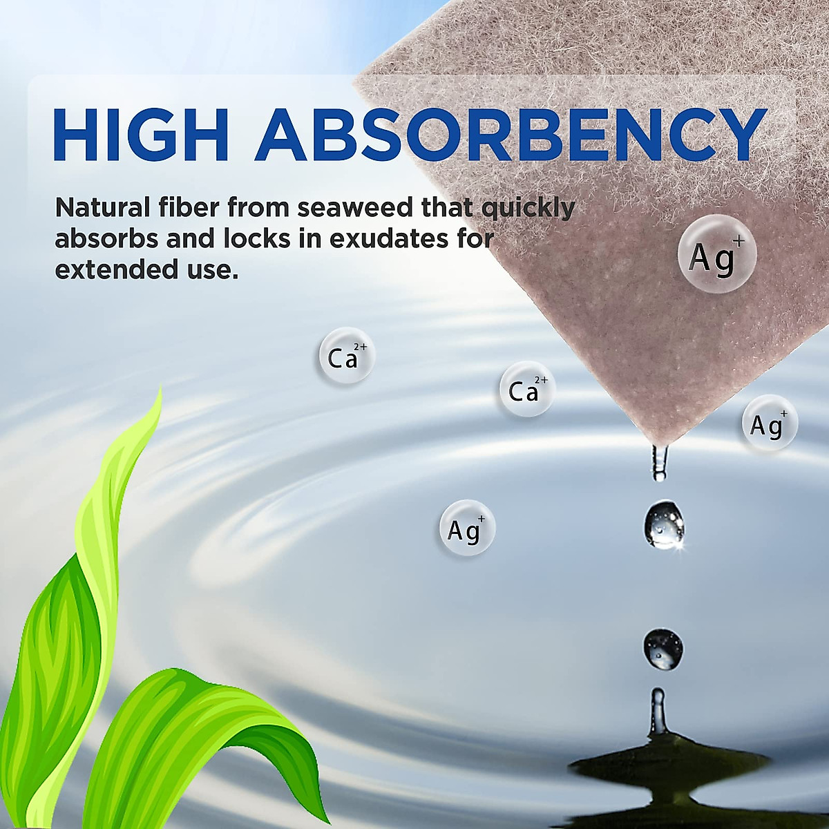 Ceeport Ag Silver Calcium Alginate Wound Dressing Pads 3'' x 3'' (Pack of 10), Soft Highly Absorbent Silver Wound Dressing, Non-Adhesive Dressing for Wound Care, Painless Removal Gauze Pads for Wounds