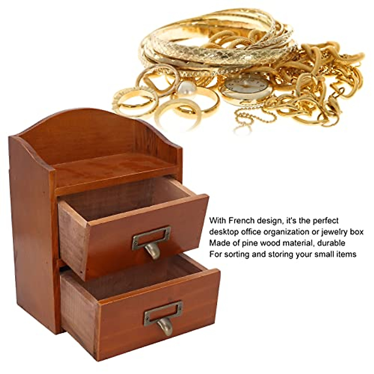 Retro French Design Desk Wooden Storage Box Desk Storage Box for Office