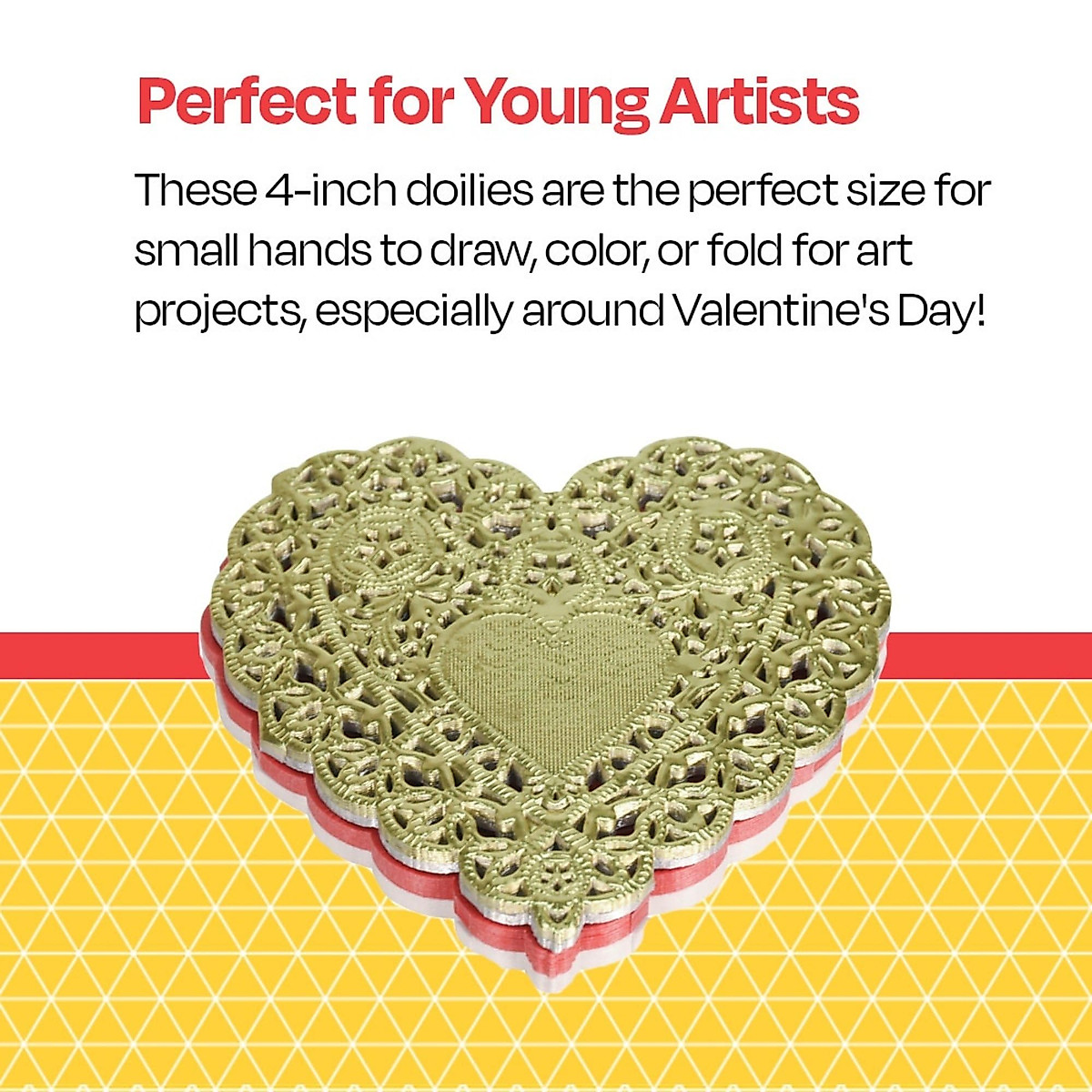 School Smart Heart Shaped Paper Lace Doilies - 4 inch - Pack of 100 - Assorted Colors