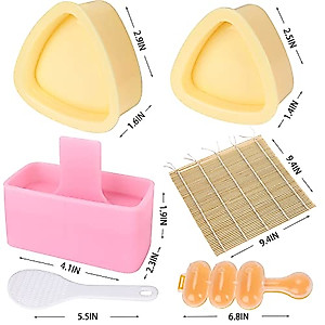 UERIAJIL Onigiri Mold, Musubi Maker Kit, Non-Stick Easy To Use and Clean, With Sushi Mat and Rice Scoop, for Kids Lunch Bento and Home DIY Sushi kit