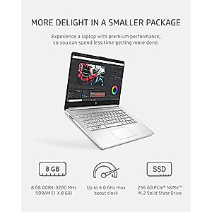 HP 14 Laptop, AMD Ryzen 5 5500U, 8 GB RAM, 256 GB SSD Storage, 14-inch Full HD Display, Windows 10 Home, Thin & Portable, Micro-edge & Anti-glare Screen, Long Battery Life (14-fq1021nr, 2021)