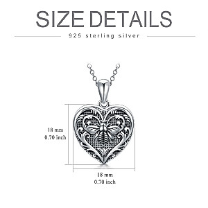 SOULMEET Heart Shaped Honeybee Locket Necklace That Holds 2 Pictures Photo Keep Someone Near to You Sterling Silver Custom Jewelry Personalized Locket Necklace (Locket only)