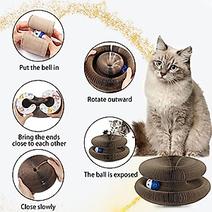 Magic Organ Cat Scratching Board,Deformable Cat Accordion Cat Grinding Claw Scratching Post Ball Track,Kitten Fun Intelligence Physical Exercise Educational Toy