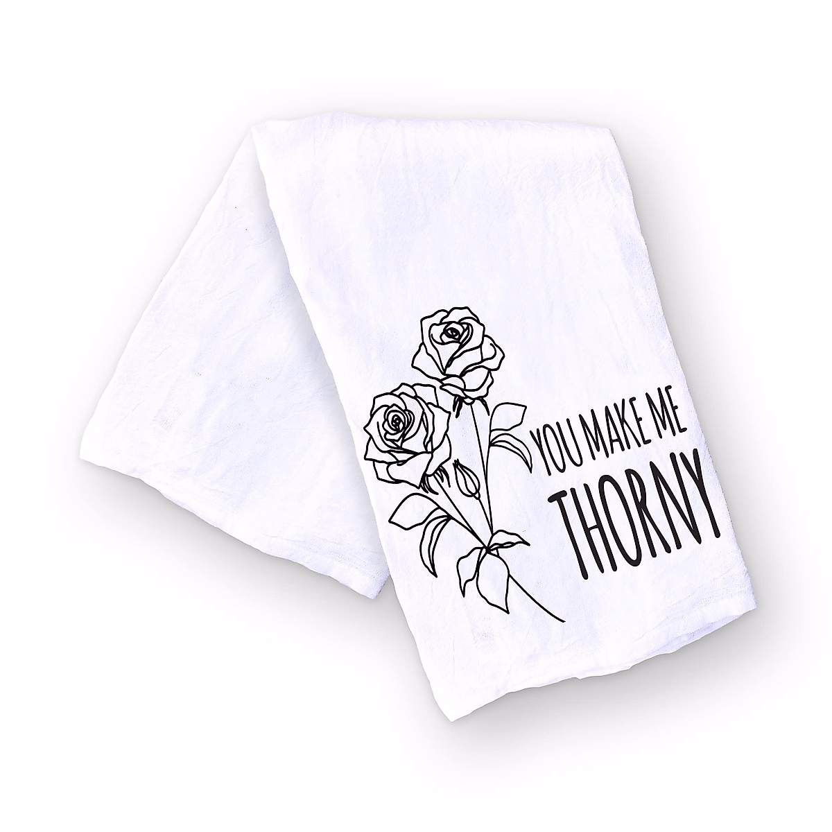 Handmade Funny Kitchen Towel - 100% Cotton Cheeky You Make me Thorny Dish Towel for Plant Lovers - 28x28 Inch Perfect for Housewarming Christmas Mother's Day Birthday Gift (You Make Me Thorny)