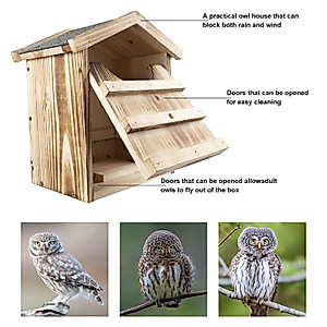 Owl House, Natural Wooden Owl Box Box for Outside Hanging, Owl Nesting Box for Outside, Kestrel Tree Bird House for Backyards