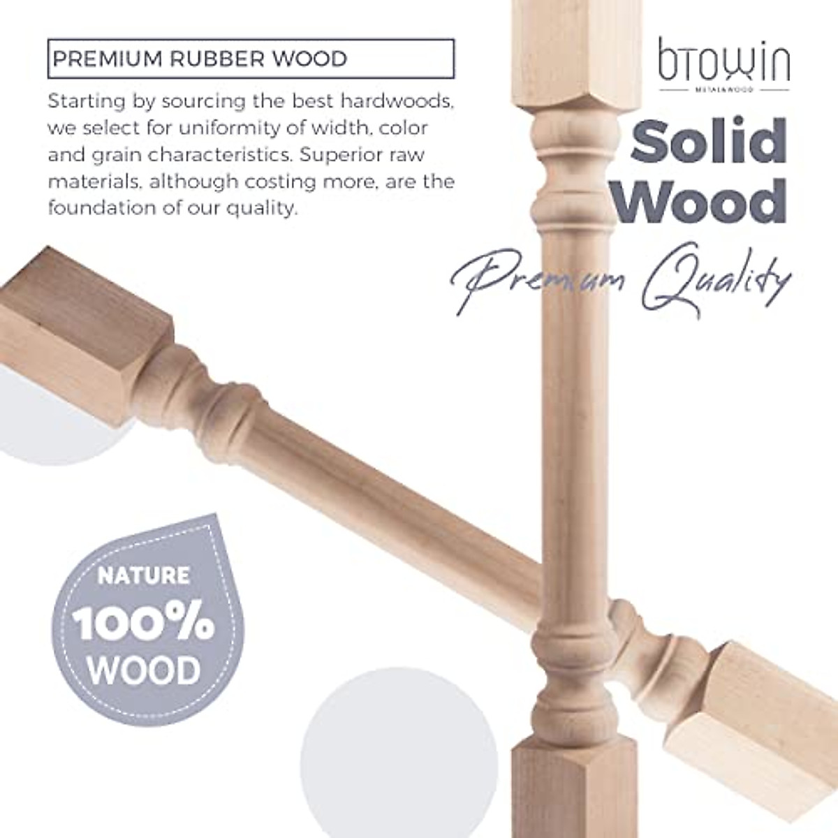 35 1/2-inch H 5-inch W 5-inch D Cabinet Columns, Btowin 2Pcs Unfinished Tapered Rubberwood Replacement Island Legs for Large Dining Table & Kitchen Table