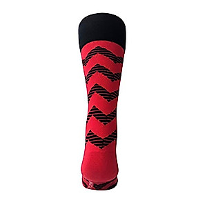 Love Sock Company Zig Zag Red Dress Socks Black Stripes - Individually Gift Box - Groomsmen socks - Christmas stocking Stuffers - Organic Cotton - Made in Europe (Red, 1)