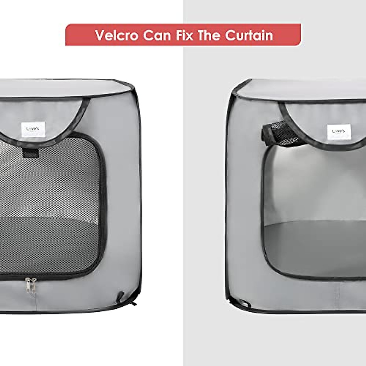 Love's cabin 36in Portable Large Dog Bed - Pop Up Dog Kennel, Indoor Outdoor Crate for Pets, Portable Car Seat Kennel, Cat Bed Collection, Grey