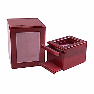 Pet Wood Urn, Pet Urn Peaceful Pet Memorial Keepsake Urn, Photo Box Pet Cremation Urn, Dog Urn, Cat Urn, Small Animal Urn (Medium)