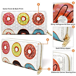 by you Women Holographic 3D Long Clutch Wallet Zipper Closure Card Slots Zippered Coin Pouch (DONUTS)