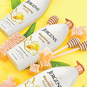 Jergens Nourishing Honey Dry Skin Moisturizer, with Illuminating Hydralucence Blend, Skin Nourishing Formula, Dermatologist Tested,16.8 Fl Oz (Pack of 4) (Packaging May Vary)