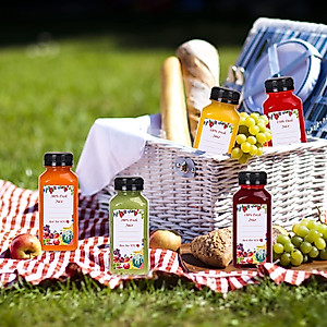 SUPERLELE 12pcs 8oz Plastic Juice Bottles with Black Tamper Evident Caps, Reusable Clear Juice Containers with Labels, Funnel and Brush for Juicing, Smoothie, Milk