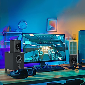OROW(Upgrade S213) Bluetooth Computer Speakers,PC Speaker with Subwoofer,Front Knob 18W Wireless PC Speakers,Support AUX&Bluetooth Play,Great for Party/Game/TV (S213)