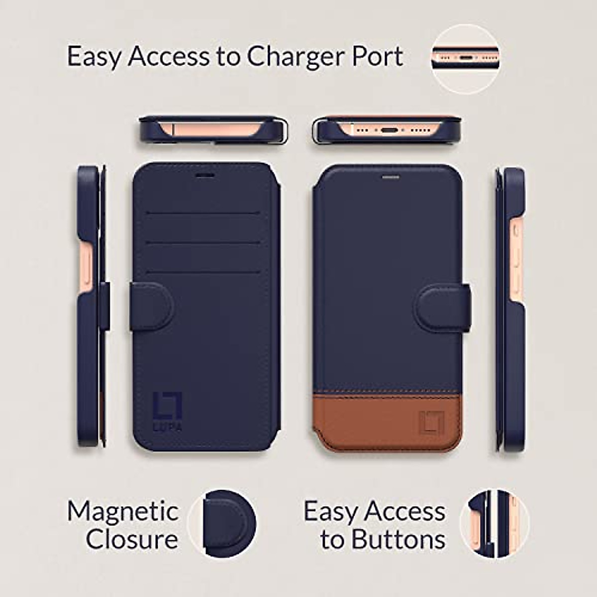 LUPA iPhone 12 Pro Max Case Wallet, Case with Card Holder for Men and Women, Faux Leather Flip Case, Luxury Cover, Desert Sky