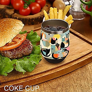 Stainless Steel Insulated Cup, Mid-Century Modern Art Cat Print 304 Stainless Steel, Smooth Round Rim Ideal for Office, Home, And Gift Giving