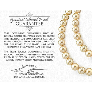 The Pearl Source 14K Gold 10-11mm Round Golden South Sea Cultured Pearl & Diamond Suzanna Pendant Necklace for Women
