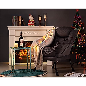 HollyHOME Modern Soft Fabric Lazy Chair, Accent Cotton Contemporary Lounge Chair, Single Steel Frame Leisure Sofa Chair with Armrests and A Side Pocket, Thick Padded Back, Coffee Grey