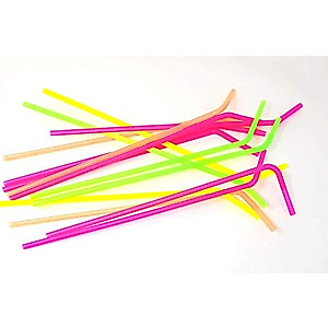 19.5 Long Flexible Neon Drinking Straws - Assorted Colors - Pack of 200