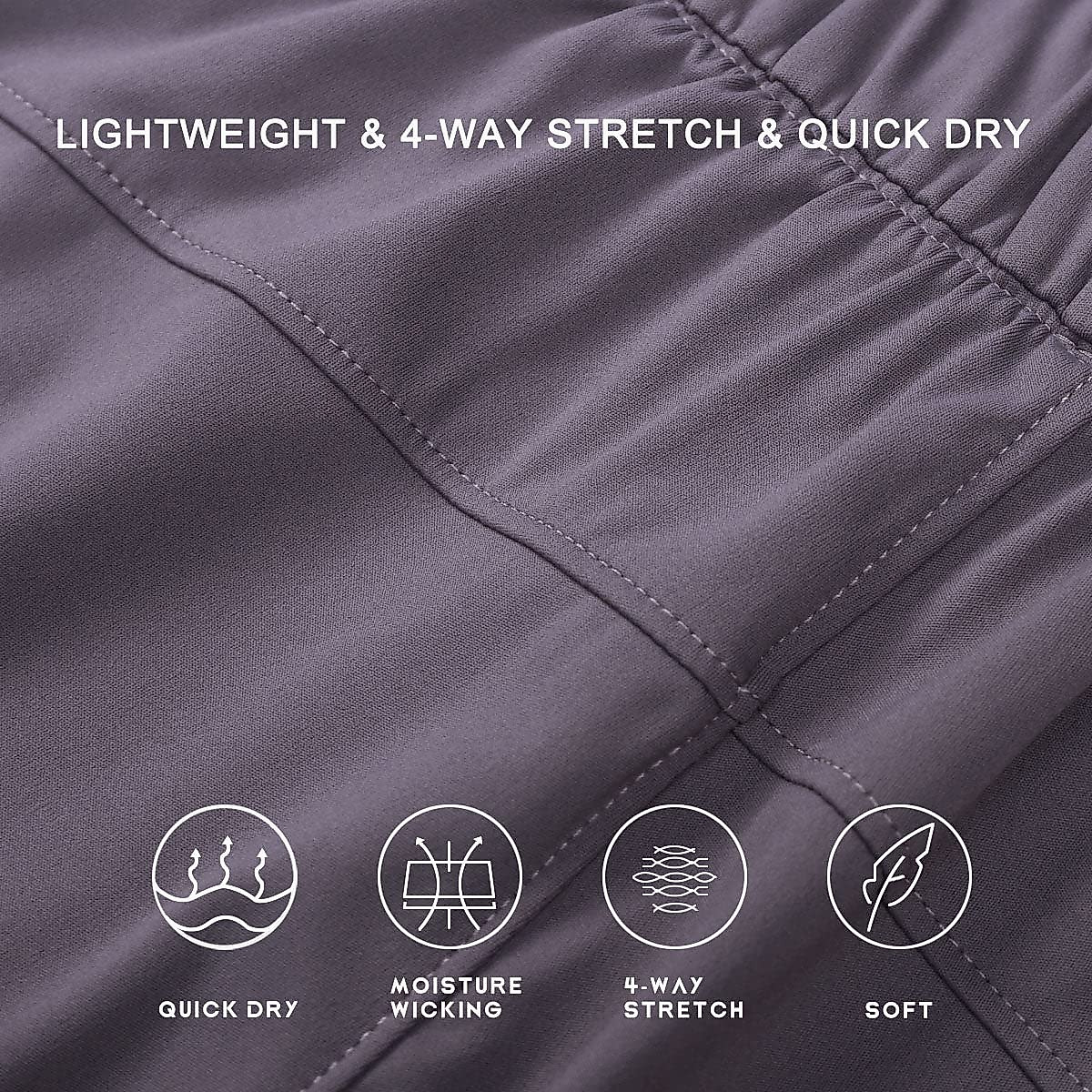 Willit Women's Shorts Hiking Athletic Shorts Yoga Lounge Active Workout Running Shorts Comfy Casual with Pockets Grayish Purple XS