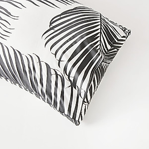 YuHeGuoJi Tropical Plant Duvet Cover Queen 100% Cotton Black Botanical Duvet Cover 3 Pcs Set 1 White Hawaiian Leaves Duvet Cover with Zipper Ties 2 Pillowcases Coastal Palm Bedding Set Soft