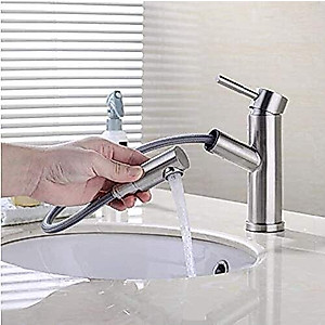 Y-LKUN Chrome Brass Faucethot and Cold Single Hole Shampoo All Copper Basin Faucet