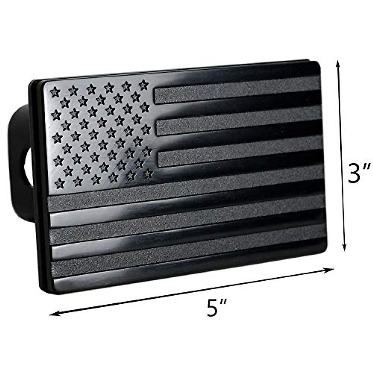 MULL USA Flag Metal Trailer Hitch Cover with Anti-Rattle Locking Pin (Fits 2" Receivers, Black)