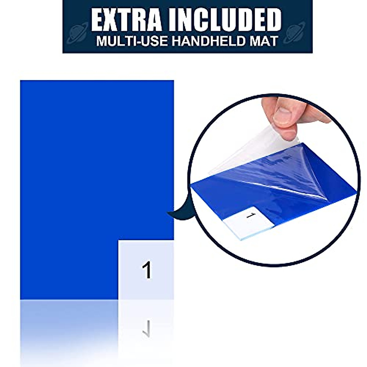 Sticky Mat for Construction or Cleanroom Floor - 4 Pack Adhesive Mats 17’’ x 13’’ - 30 Tacky Sheets Per Mat - Removes Dirt Dust Debris Sand Hair - Includes Handheld Mat