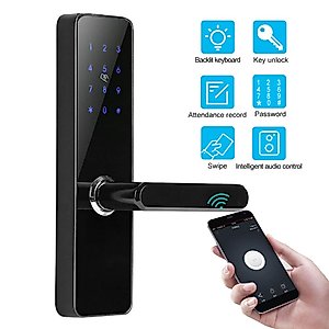 4in1 Keyless Entry Smart Door Lock, Digital Smart Door Lock APP Cards Password Keypad for Amazon for Google Home Voice Control