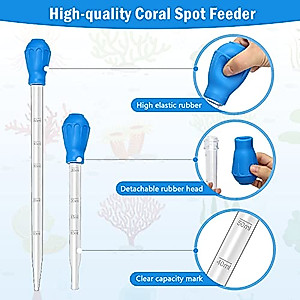 5 in 1 Aquarium Coral Feeder Kit, Luxiv 2 Pcs 60ml and 30ml Aquatic Reef Feeding Dropper with 10in Extender Pipe, 2 Pcs Stainless Steel Straight and Curved Aquarium Tweezers for Feeding Tongs