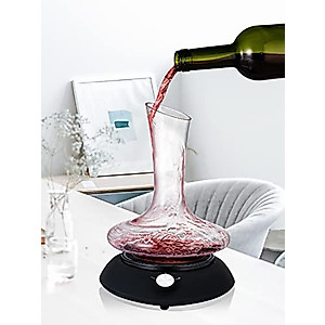 Wine Decanter Set, Red Wine Carafe With Electric Shaker, Automatic Rotation Wine Aerator Decanter. Lead-free Crystal Glass Cleaning Beads. Idea Gift for Wine Lovers,Christmas,Birthday, ect.